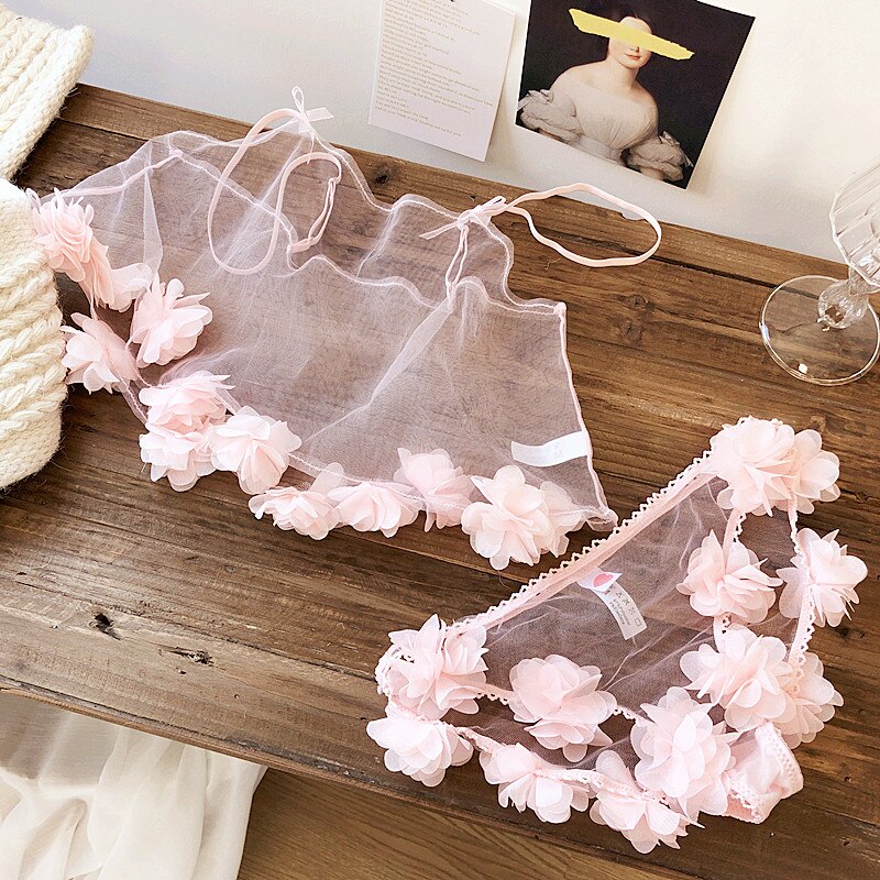 Flowery Sheer Lingerie Set Elegant See Through Design – CotonHouse